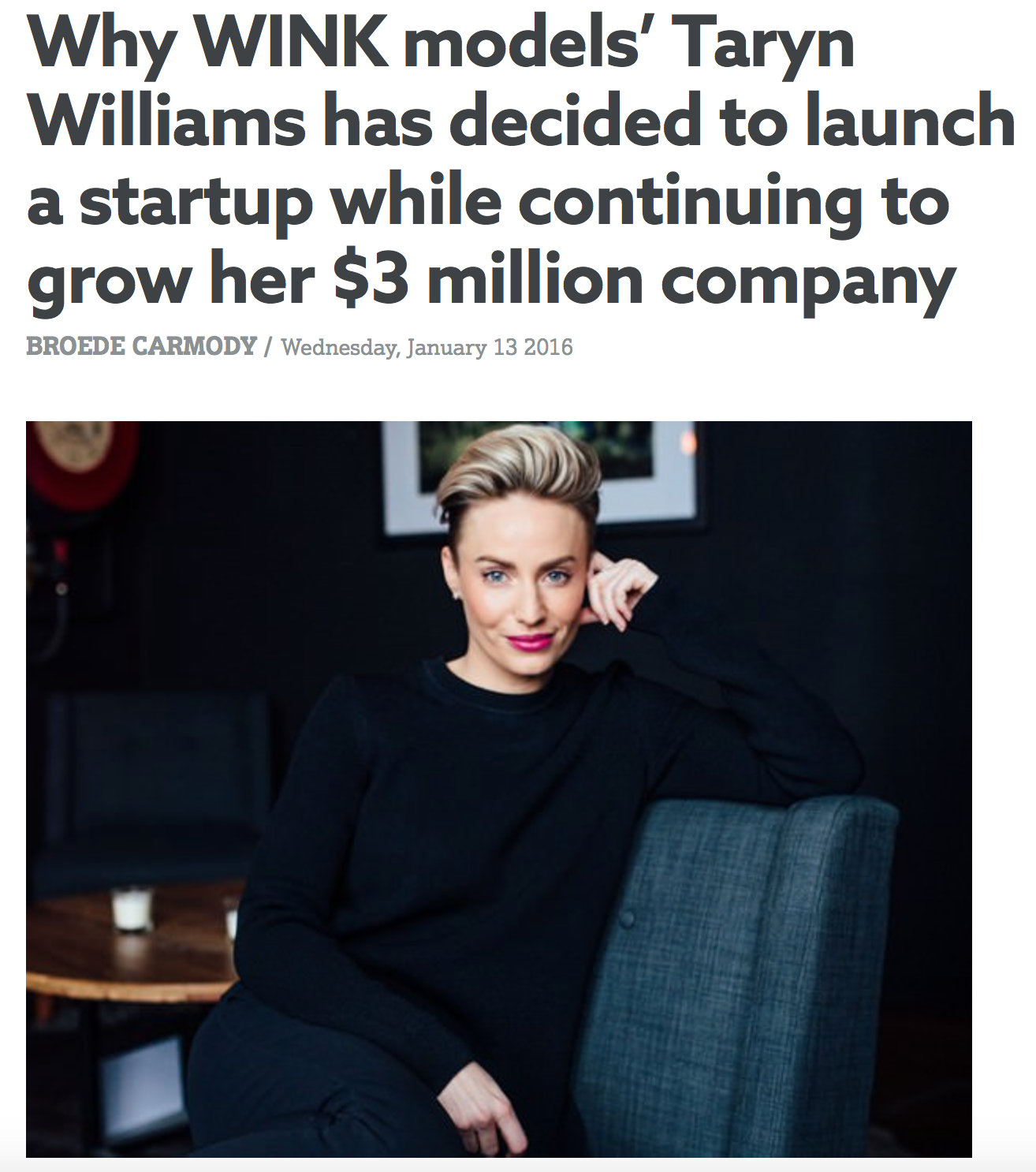 Why WINK models’ Taryn Williams has decided to launch a startup while ...